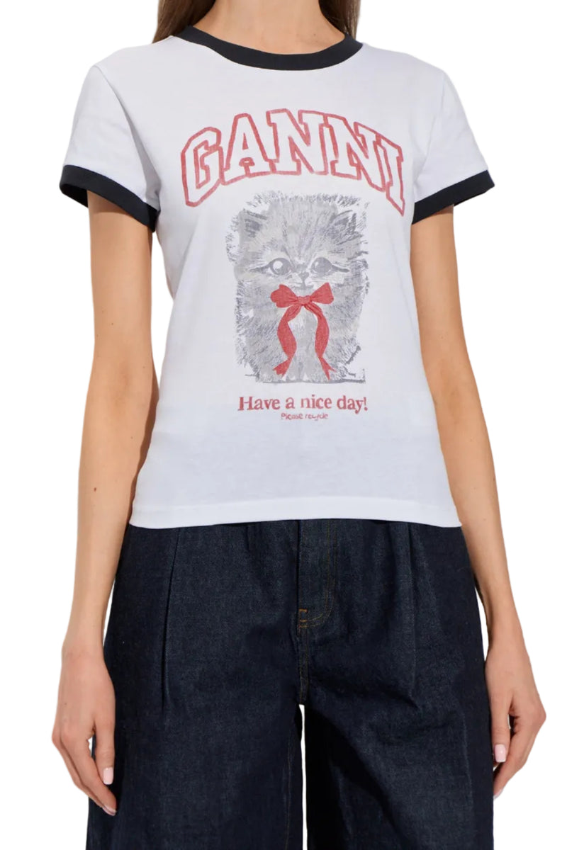 GANNI Margot Kitty Print Cotton Jersey Top – ANSH46